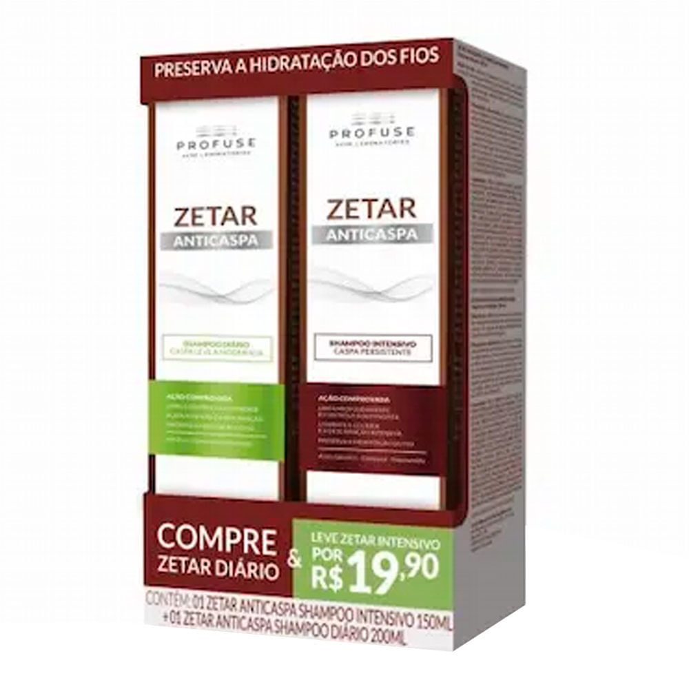 Kit Shampoo Profuse Zetar Anticaspa Diário 200ml + Shampoo Profuse ...