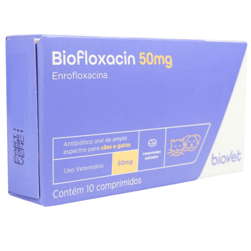Biofloxacin Biovet 50mg c/ 10 Comprimidos - Drogarias Pacheco
