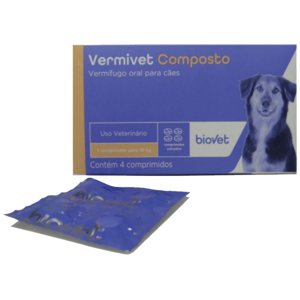 Kit 1 Vermivet Composto Biovet 600mg C/ 4 Comprimidos+1 Biofloxacin ...