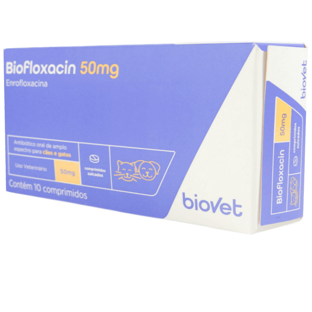 Kit 10 Biofloxacin 50mg C/ 10 Comprimidos- Biovet - Drogarias Pacheco