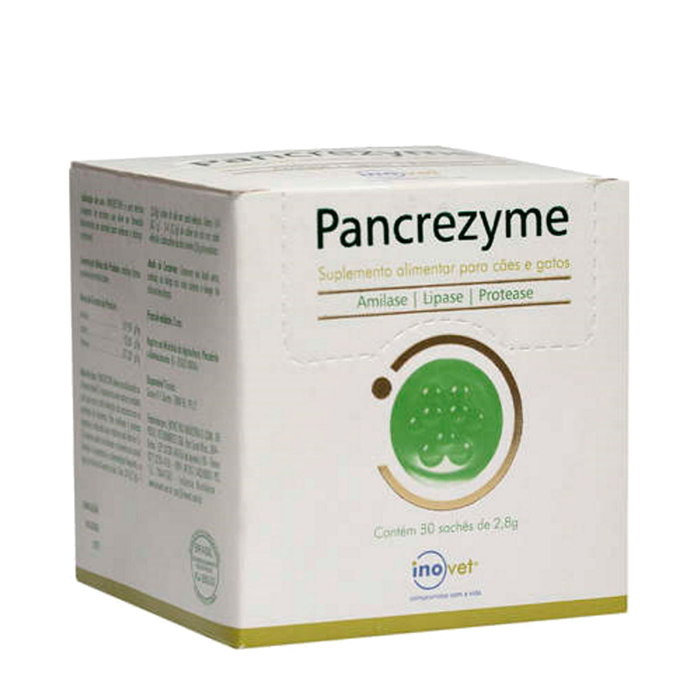 Pancrezyme Suplemento P/ Cães e Gatos Caixa C/ 30 Sachê de 2,8g- Inovet ...