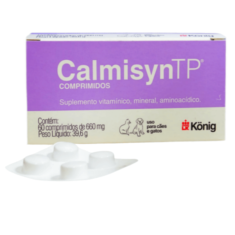 Suplemento Alimentar Calmisyn TP 660mg C/ 60 Comp. para Cães e Gatos ...