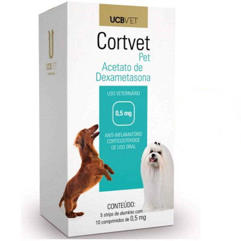 Anti-Inflamatório Cortvet Pet 0,5mg C/10 Comp. UCBVET - Drogarias Pacheco