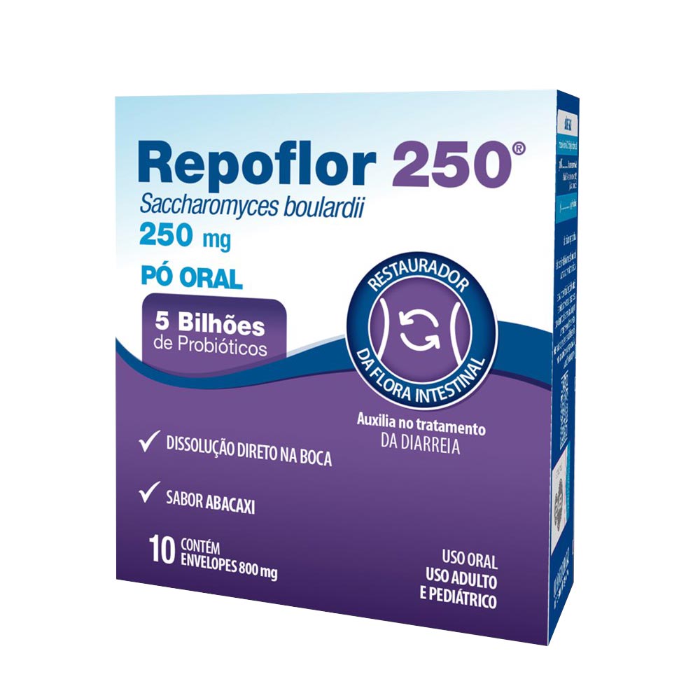 Probiótico Repoflor 250mg 10 Envelopes - Drogarias Pacheco