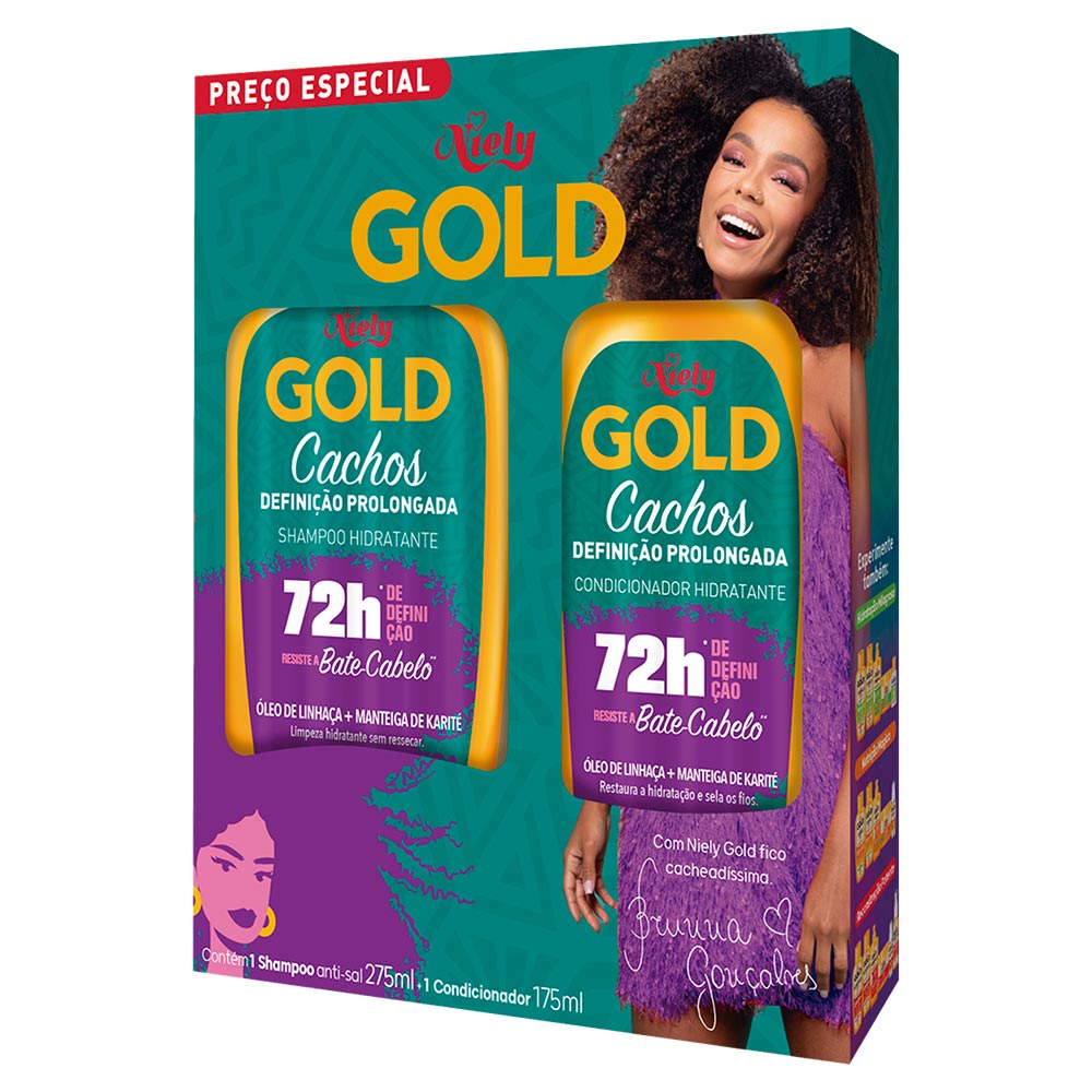 Kit Niely Gold Cachos Definição Prolongada Shampoo 275ml ...