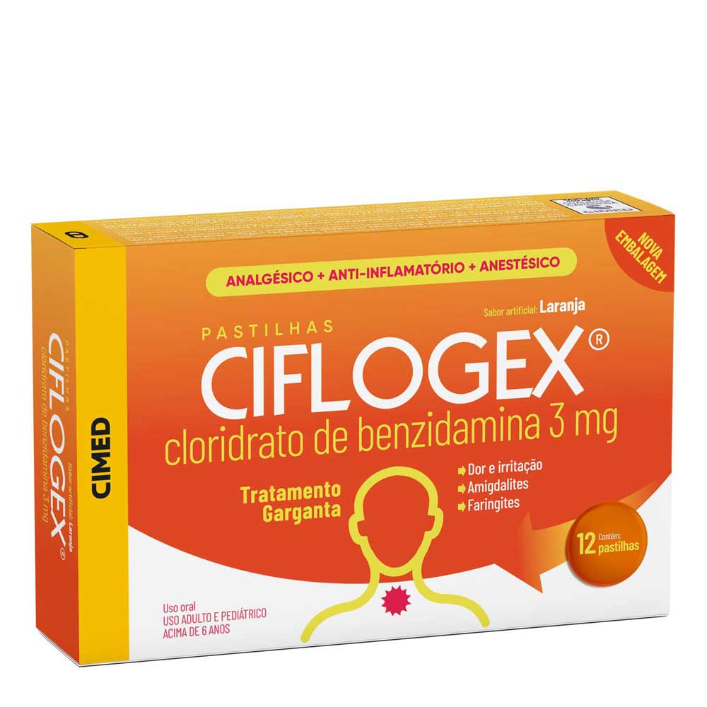 Ciflogex Laranja 3mg Cimed 12 pastilhas - Drogarias Pacheco