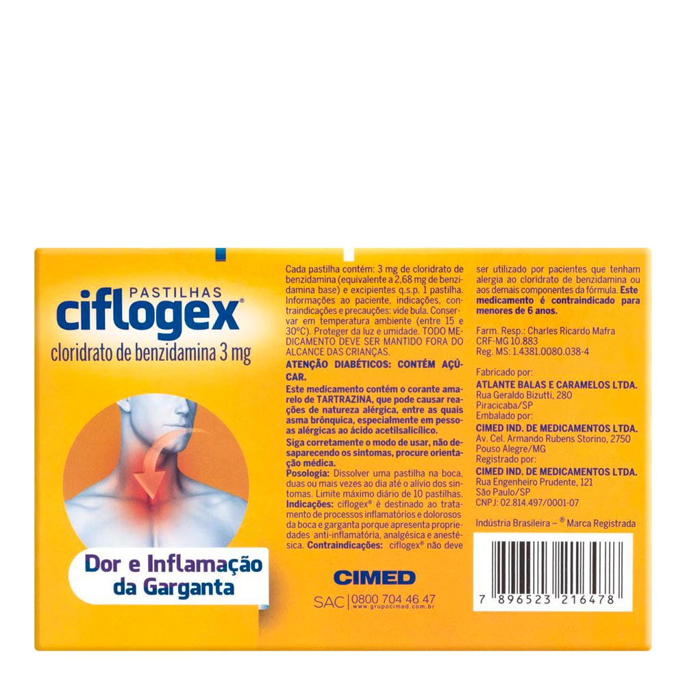 Ciflogex 3mg Mel e Limão Cimed 12 pastilhas - Drogarias Pacheco