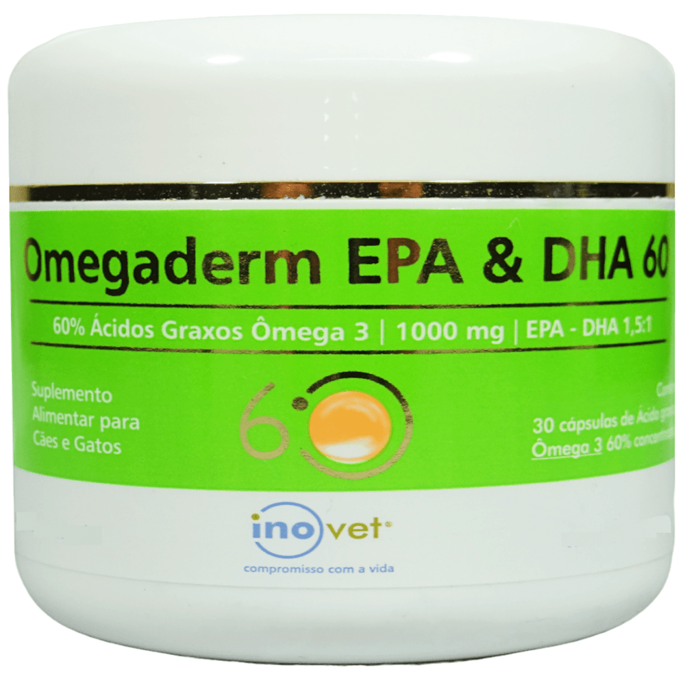 Omegaderm EPA & DHA 60 Suplemento Cães e Gatos 1000mg C/ 30 Cápsulas Kit Com 4 - Drogarias Pacheco