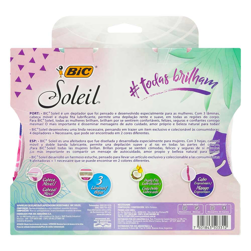 Kit Bic Soleil 1 Necessaire + 4 Aparelhos Para Depilar - Drogarias Pacheco