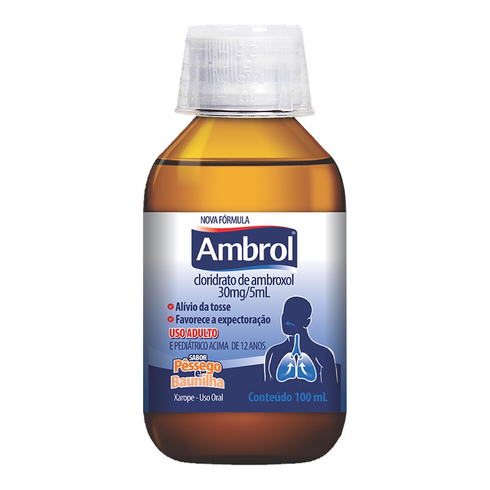 Xarope Ambrol Pêssego E Baunilha Expectorante Brasterápica 100ml + Copo ...