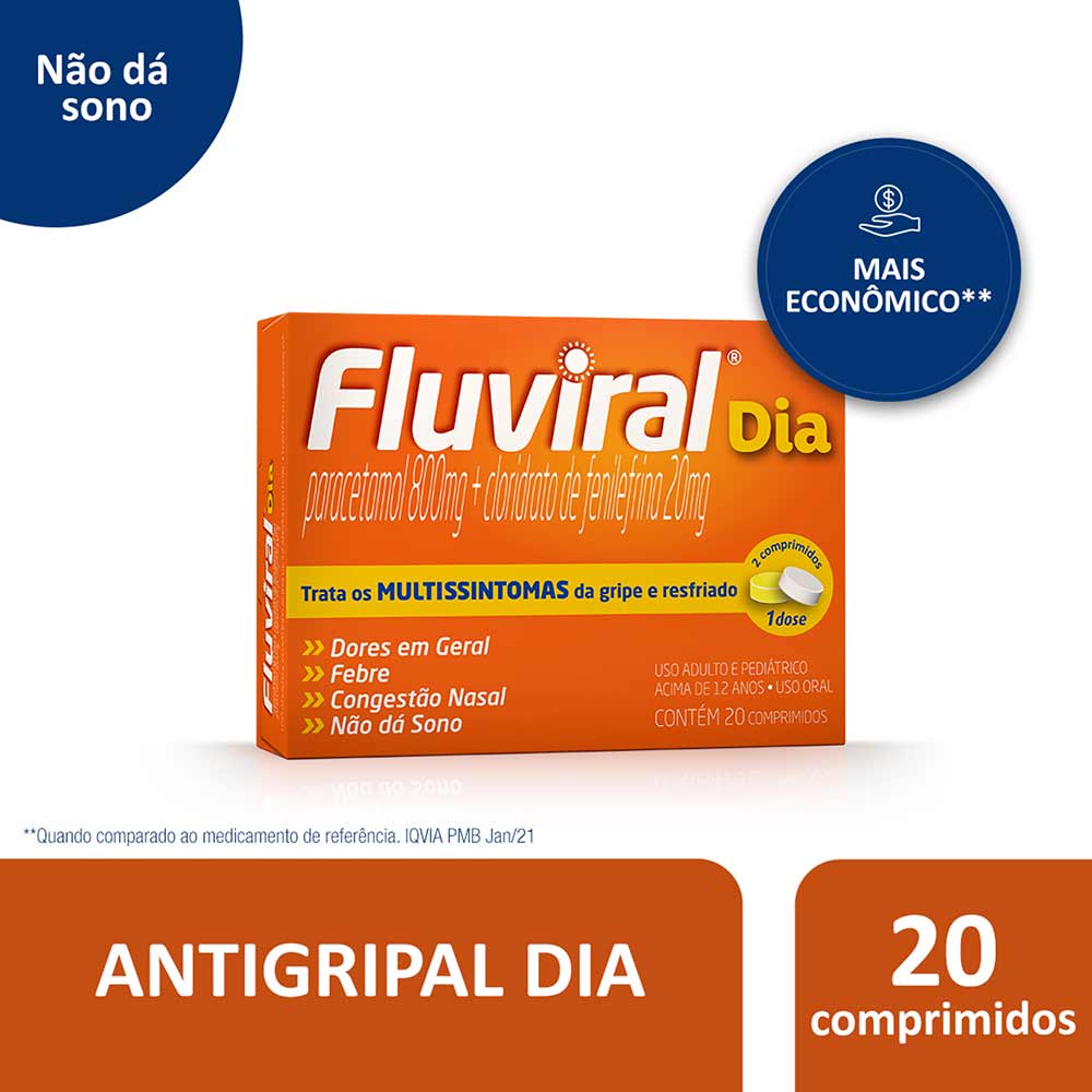 Antigripal Fluviral Dia 20 Comprimidos - Drogarias Pacheco
