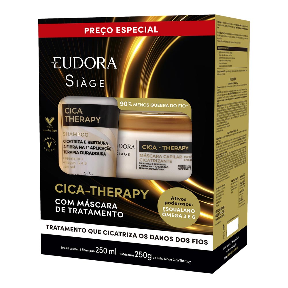 Kit Eudora Siage Cica-Therapy Shampoo 250ml + Máscara Capilar Cicatrizante 250g - Drogarias Pacheco