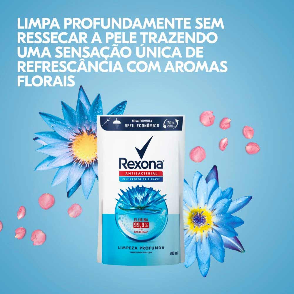 Refil Sabonete Líquido Rexona Antibacteriano Limpeza Profunda 200ml ...