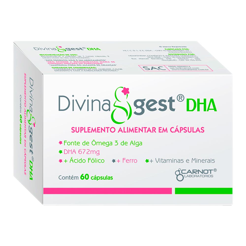 Suplemento Alimentar Divinagest Dha 60 Cápsulas - Drogarias Pacheco