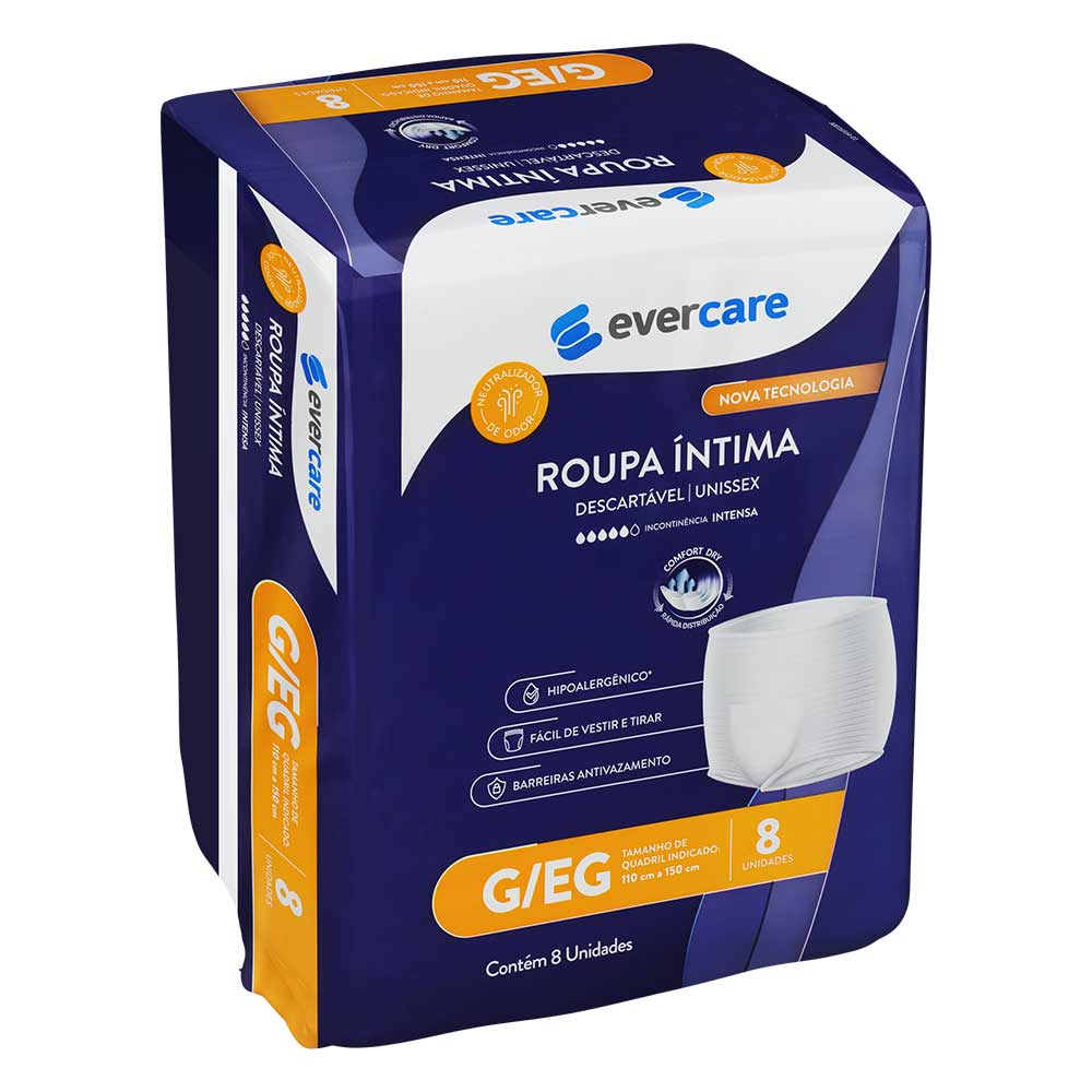 Roupa Íntima Ever Care G/EG 8 Unidades - Drogarias Pacheco