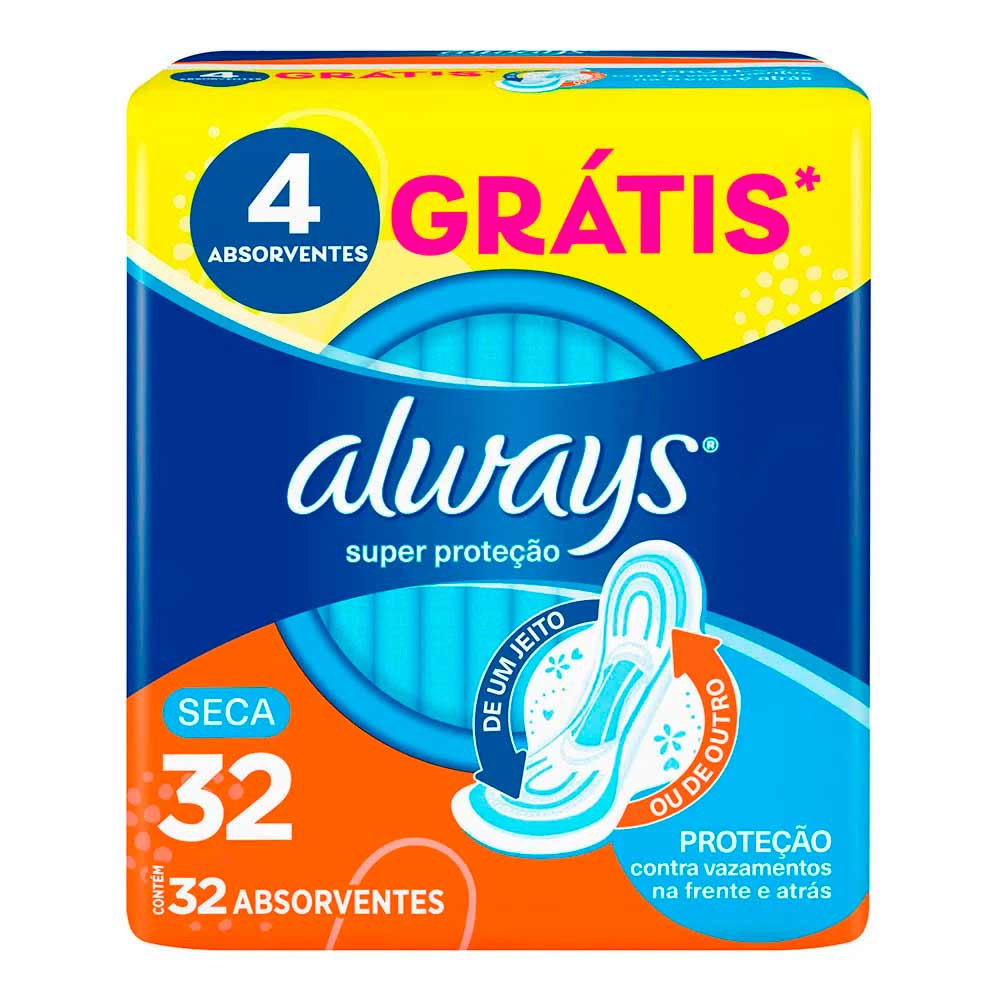 Kit Always Absorvente Noturno Noites Tranquilas Seca c/Abas 32 Und ...