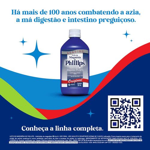 Leite de Magnésia de Phillips Original 350ml - Drogarias Pacheco