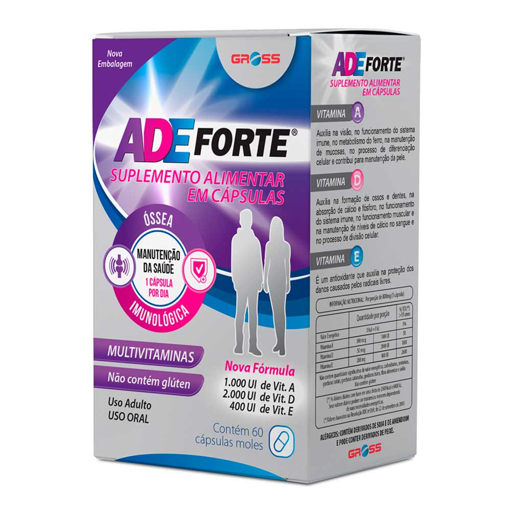 Polivitamínico Adeforte Gross 60 Capsulas - Drogarias Pacheco