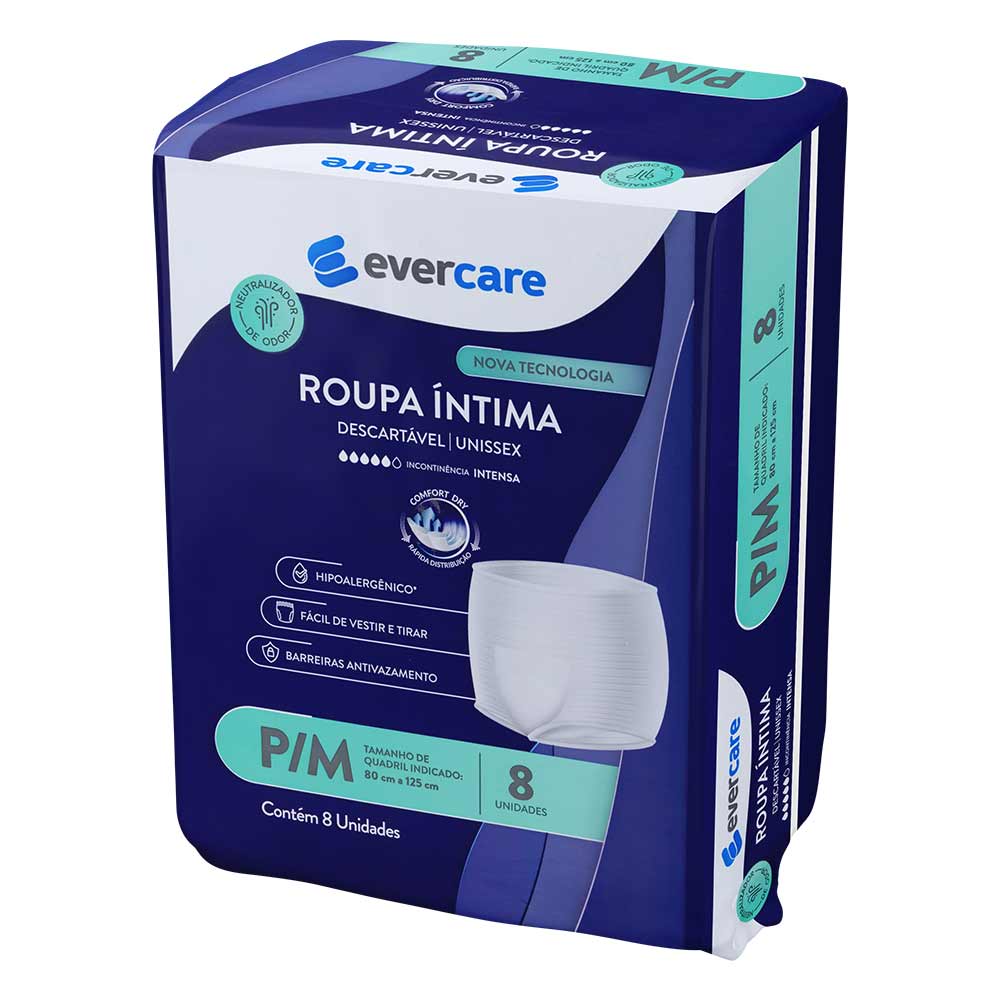 Roupa Íntima Ever Care P/M 8 Unidades - Drogarias Pacheco