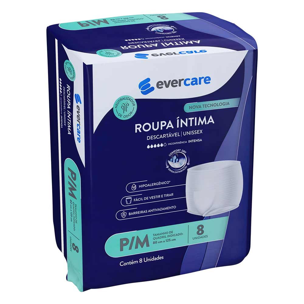 Roupa Íntima Ever Care P/M 8 Unidades - Drogarias Pacheco