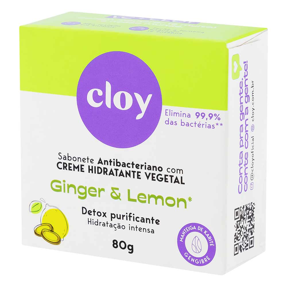 Sabonete em Barra Cloy Ginger & Lemon Antibacteriano Detox Purificante ...