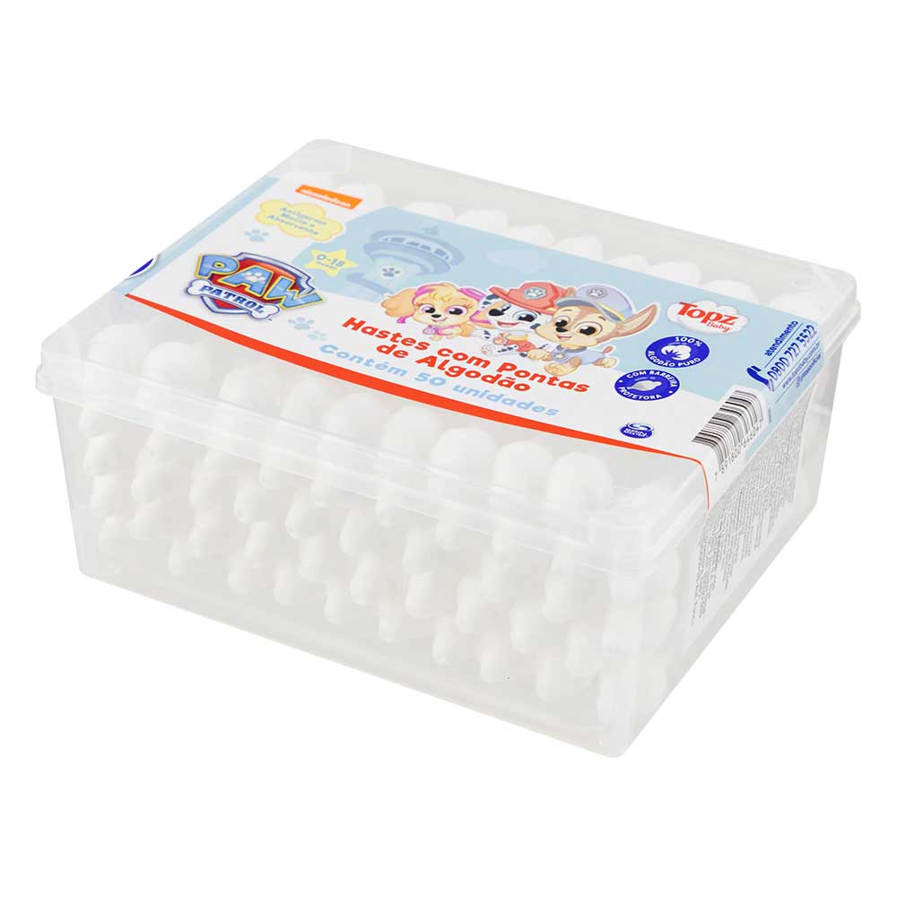 Hastes Com Ponta De Algodão Patrulha Canina Topz Baby 50 Unidades ...