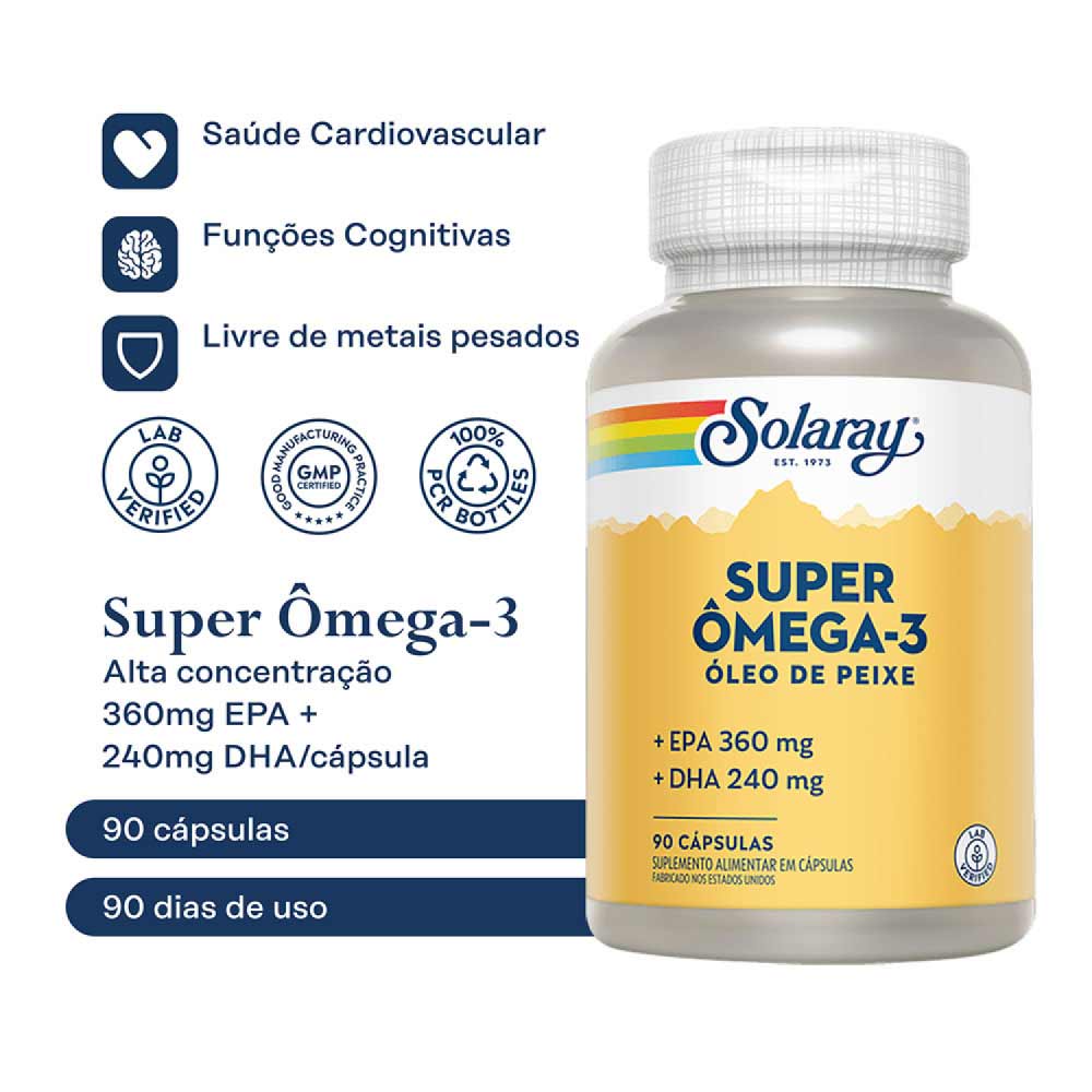 Super Ômega-3 Solaray 90 Cápsulas - Drogarias Pacheco