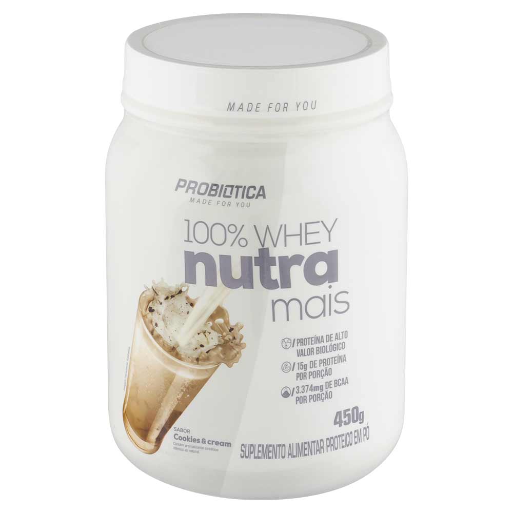 Whey Protein Probiótica 100% Nutra Mais Pó Cookies & Cream 450g ...