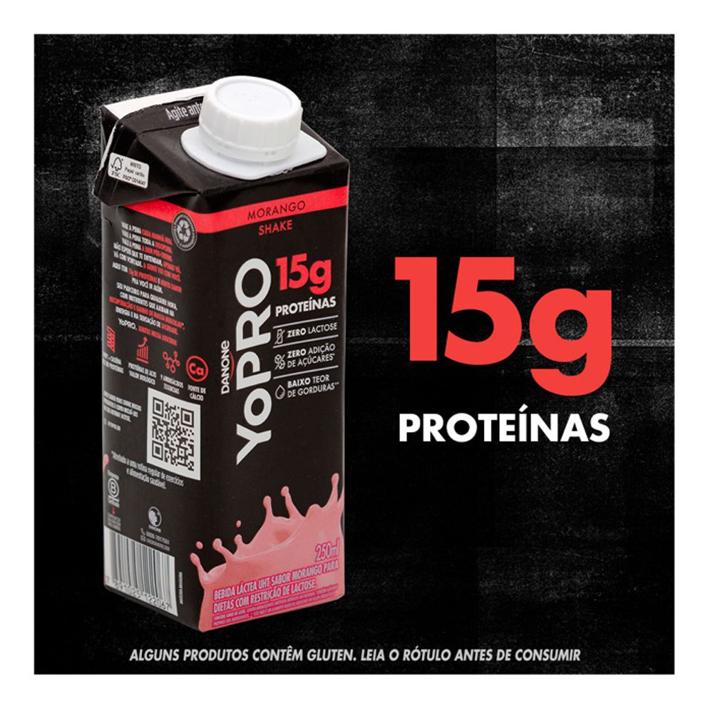 Bebida Láctea UHT YoPRO Morango Shake 15g de proteínas 250ml ...