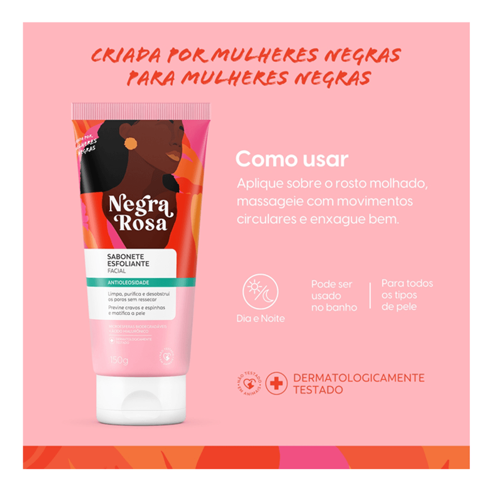 Sabonete Facial Gel Esfoliante Negra Rosa 150g - Drogarias Pacheco