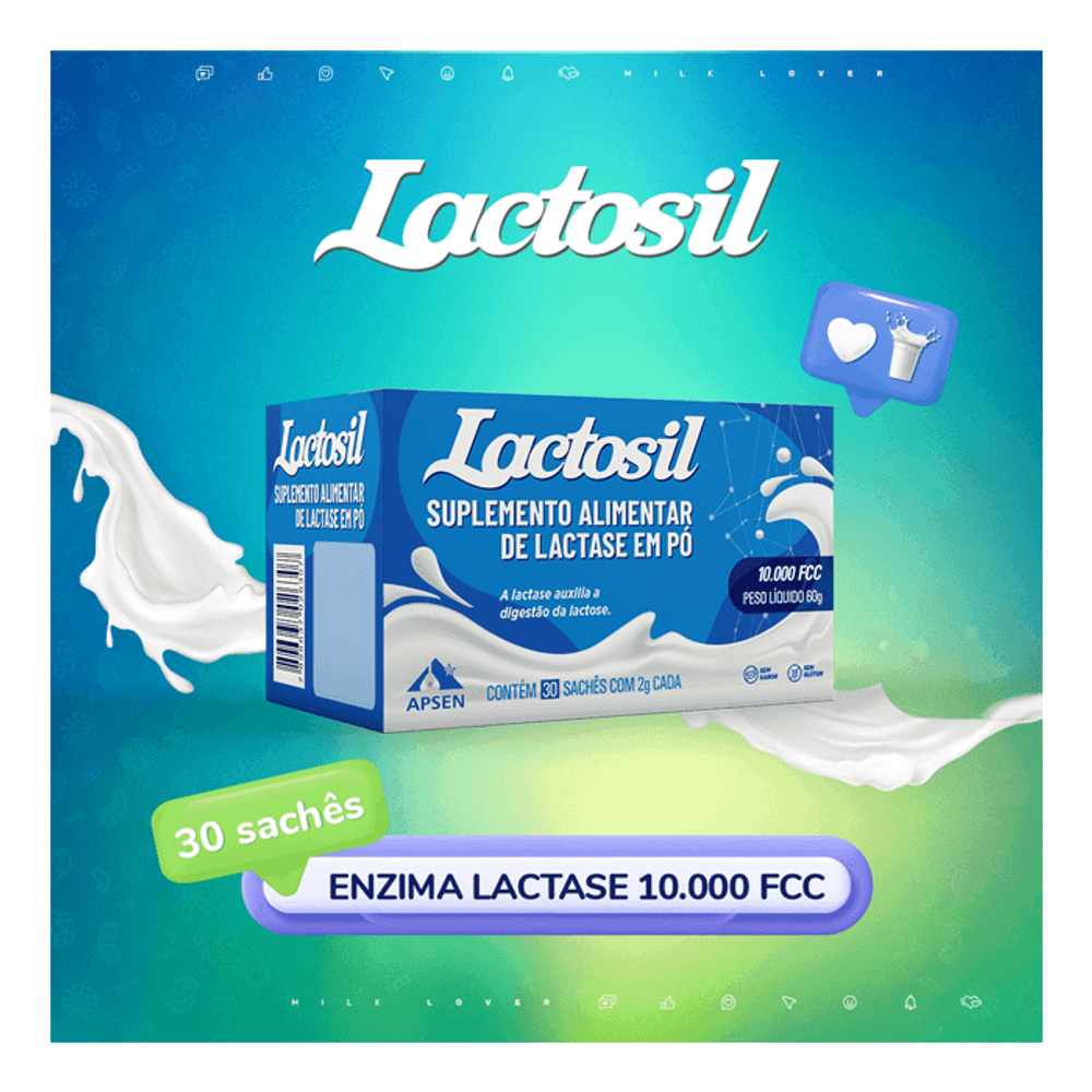 Lactosil 10000 FCC ALU Adulto Apsen 30 Sachês com 2g cada - Drogarias ...