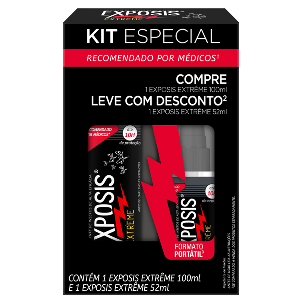 Kit Exposis Extreme Repelente 100ml + 52ml Spray - Drogarias Pacheco