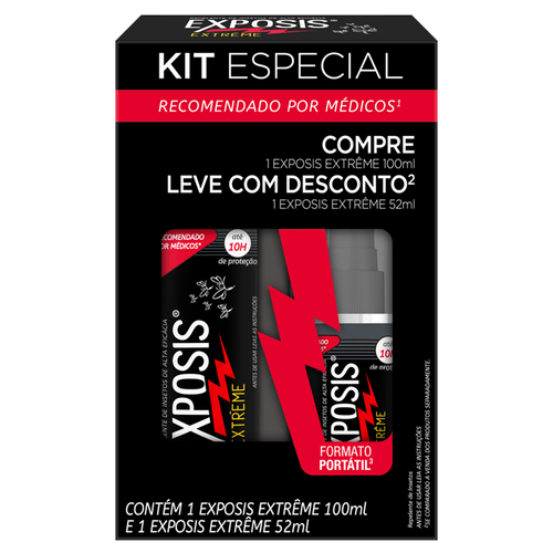 Kit Exposis Extreme Repelente 100ml + 52ml Spray - Drogarias Pacheco