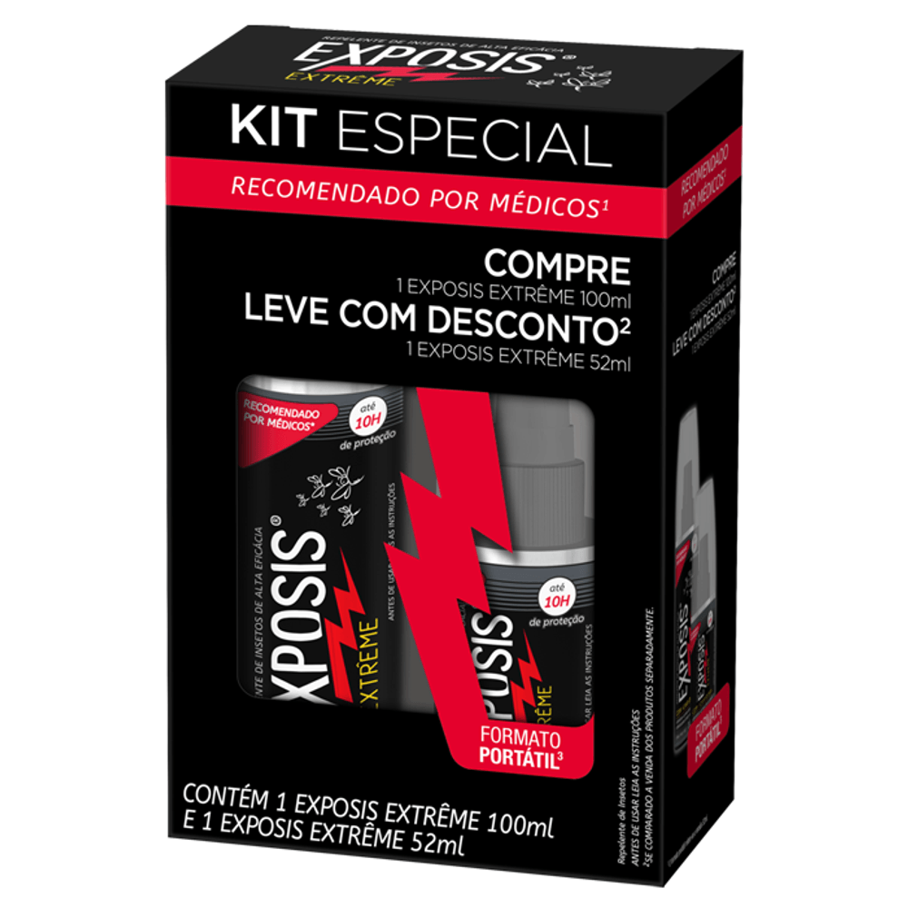Kit Exposis Extreme Repelente 100ml + 52ml Spray - Drogarias Pacheco