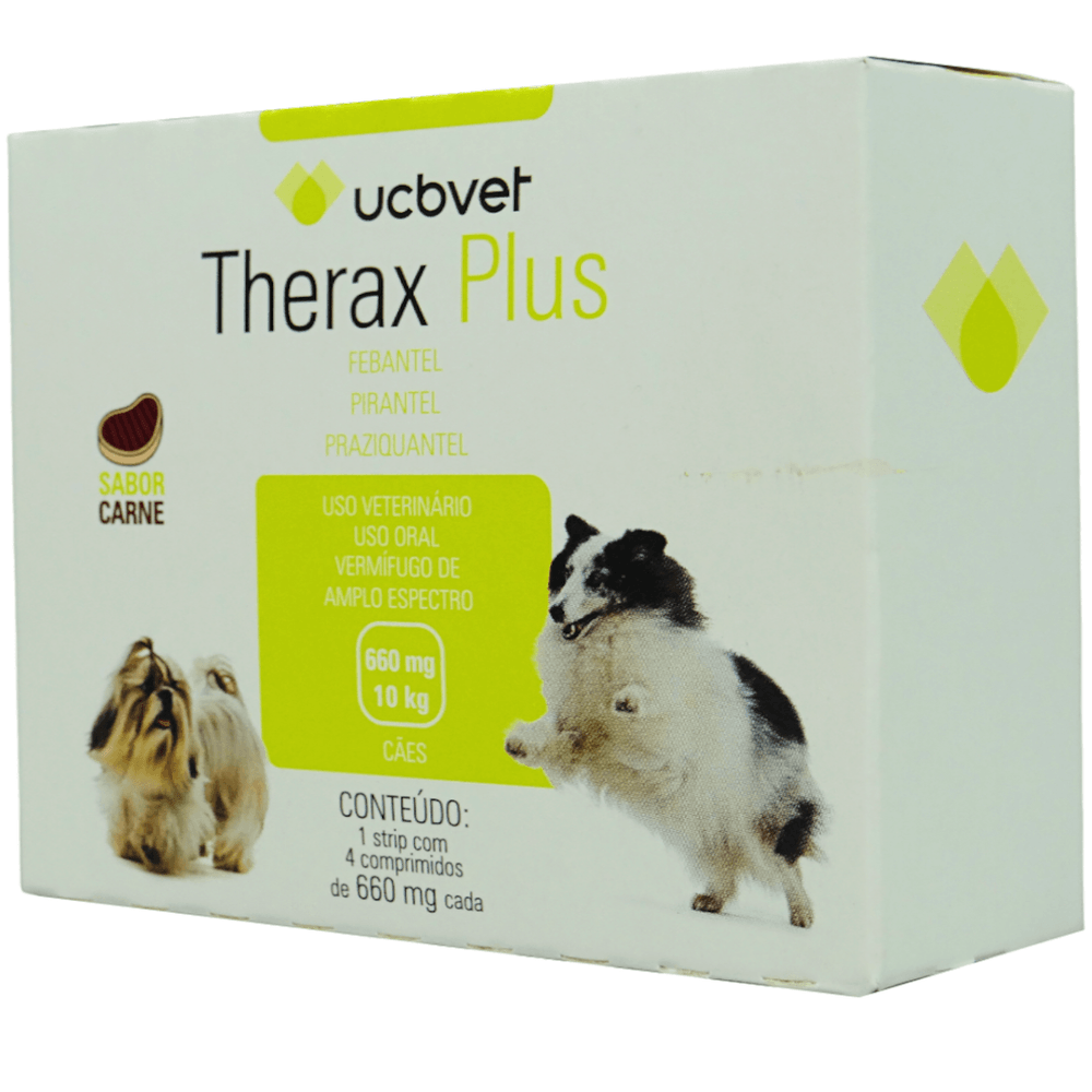 Therax Plus 660mg Com 4 comprimidos Vermífugo UCBVET Kit Com 2 ...