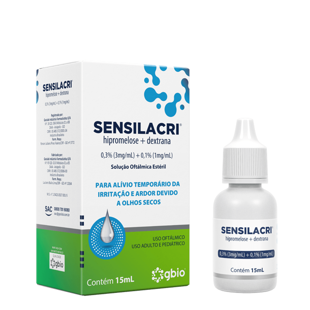 Sensilacri 0,3% + 0,1% Gbio Solução Oftálmica 15ml - Drogarias Pacheco