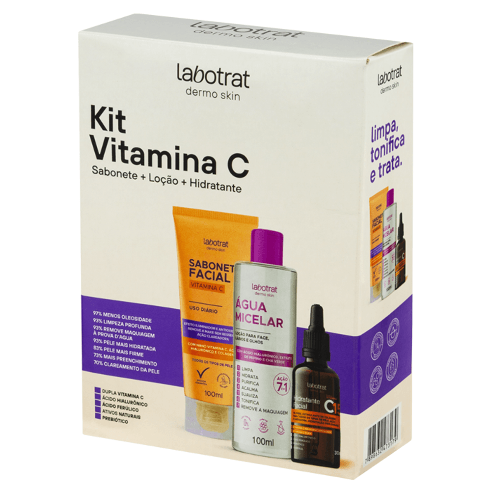 Kit Labotrat Sabonete Facial Vitamina C 100ml + Água Micelar 100ml ...