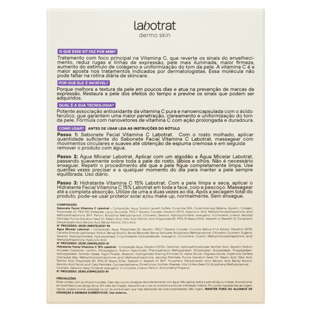 Kit Labotrat Sabonete Facial Vitamina C 100ml + Água Micelar 100ml ...