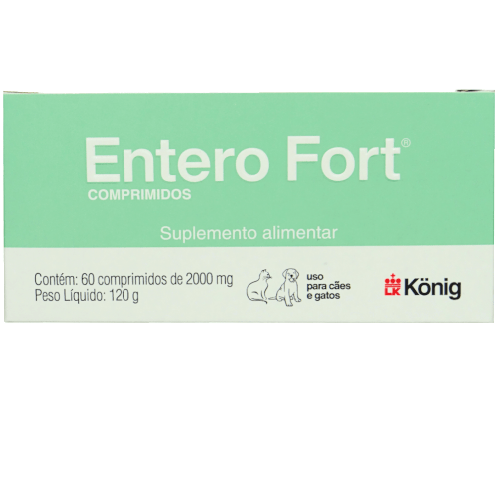 Entero Fort 2000mg Com 60 Comprimidos Para Cães e Gatos Kit Com 2 ...