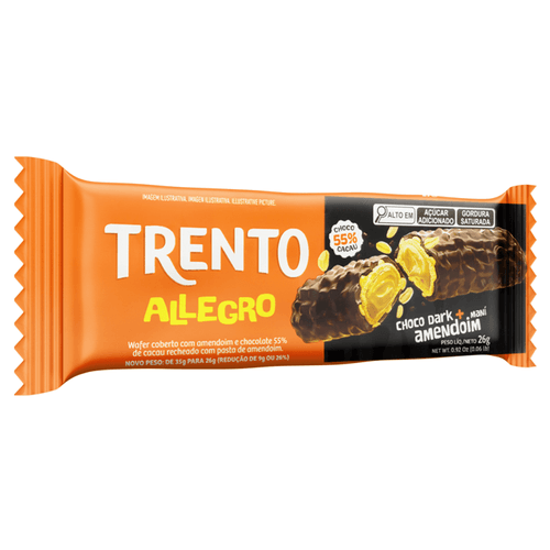 Wafer Trento Allegro Choco Dark Com Amendoim 26g - Drogarias Pacheco Wafer Trento Allegro Choco Dark Com Amendoim 26g - Drogarias Pacheco