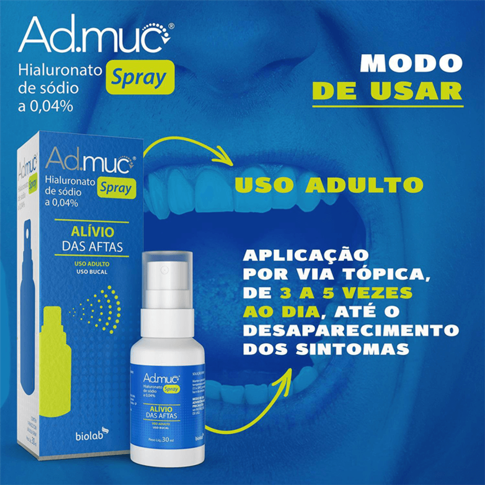 Spray Bucal Ad Muc 0,04% Biolab 30ml - Drogarias Pacheco