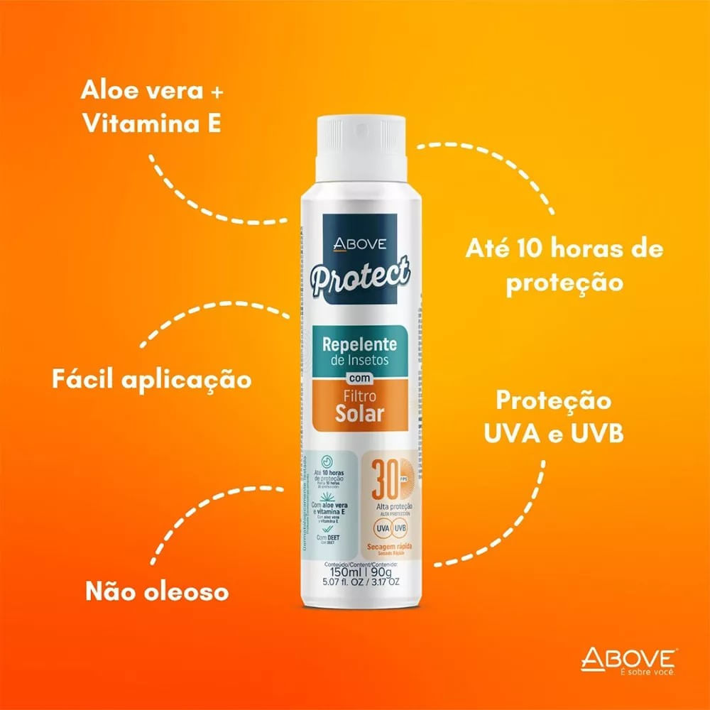 Kit 2 Repelentes Spray Com Proteção Solar FPS30 150ml Above - Drogarias ...