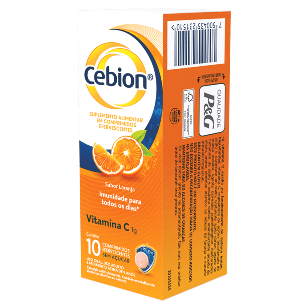 Suplemento Vitamínico Cebion Vitamina C 1g Laranja 10 Comprimidos ...