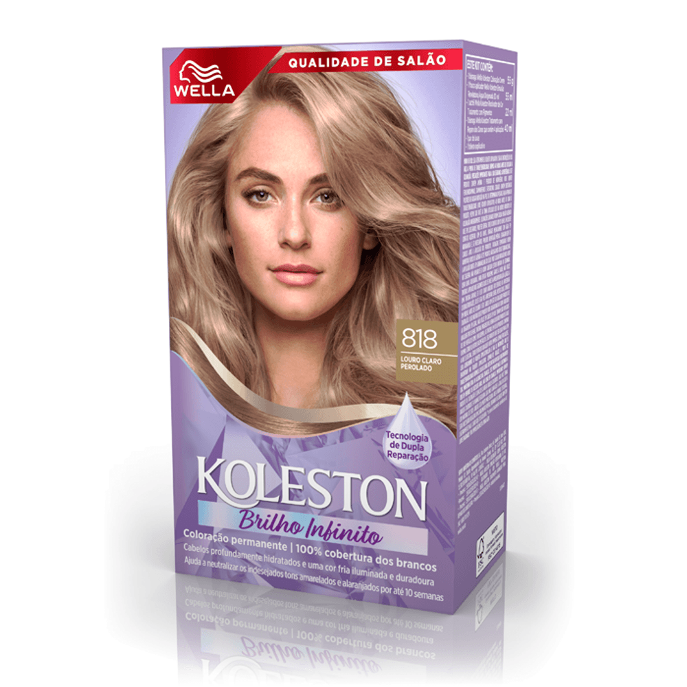Tintura Permanente Koleston Brilho Infinito 818 Louro Claro Perolado - Drogarias Pacheco
