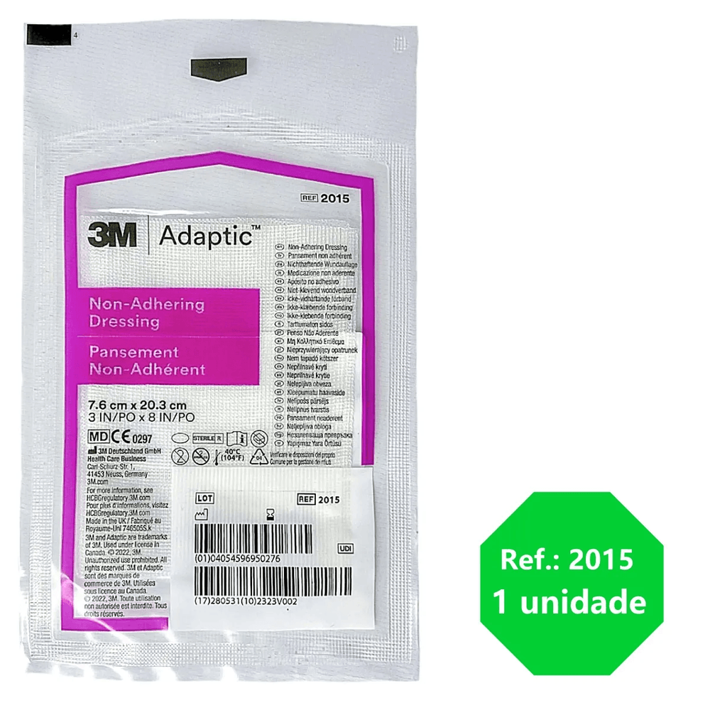 Curativo Malha Não Aderente ADAPTIC 7,6CM X 20,3cm - 3M - Drogarias Pacheco