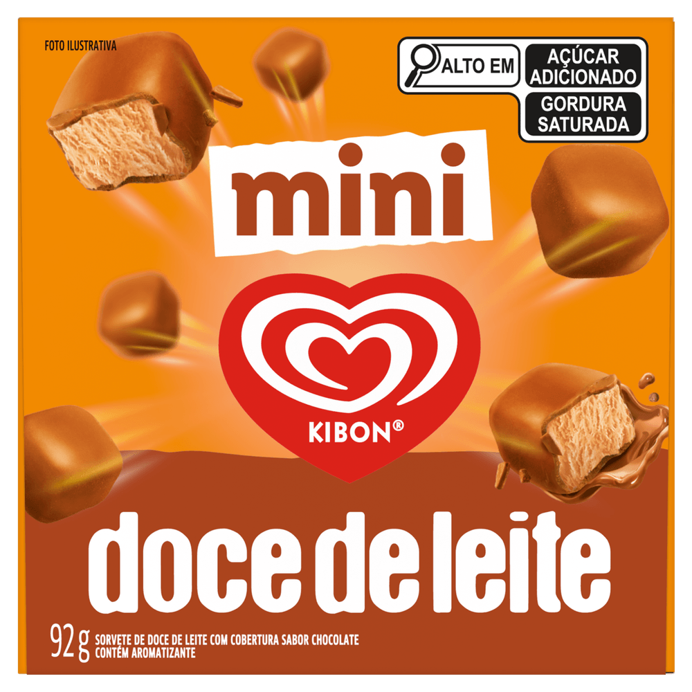 Mini Sorvete Doce de Leite Cobertura Chocolate Kibon Caixa 92g - Drogarias Pacheco