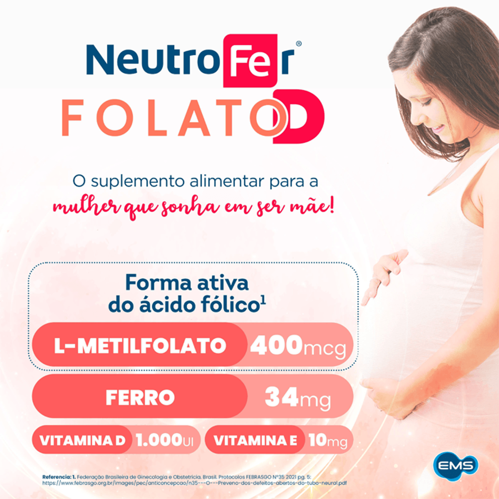 Suplemento Alimentar Neutrofer Folato D EMS 30 Comprimidos - Drogarias ...