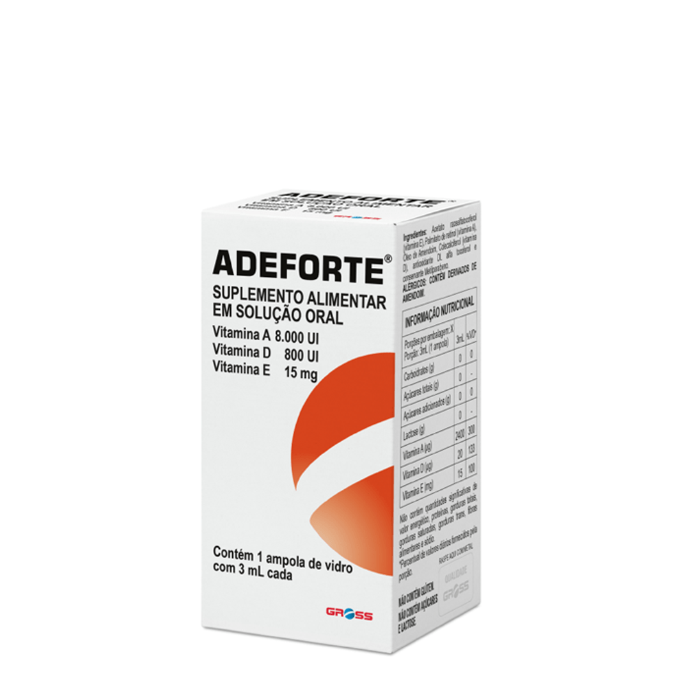 Suplemento Vitamínico Adeforte Gross 1 Ampola 3ml Solução Oral ...