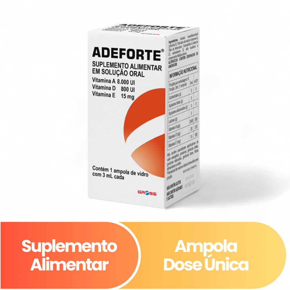 Suplemento Vitamínico Adeforte Gross 1 Ampola 3ml Solução Oral ...