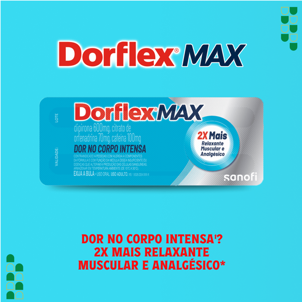 Analgésico, Relaxante Muscular e Antitérmico Dorflex Max 600mg + 70mg ...